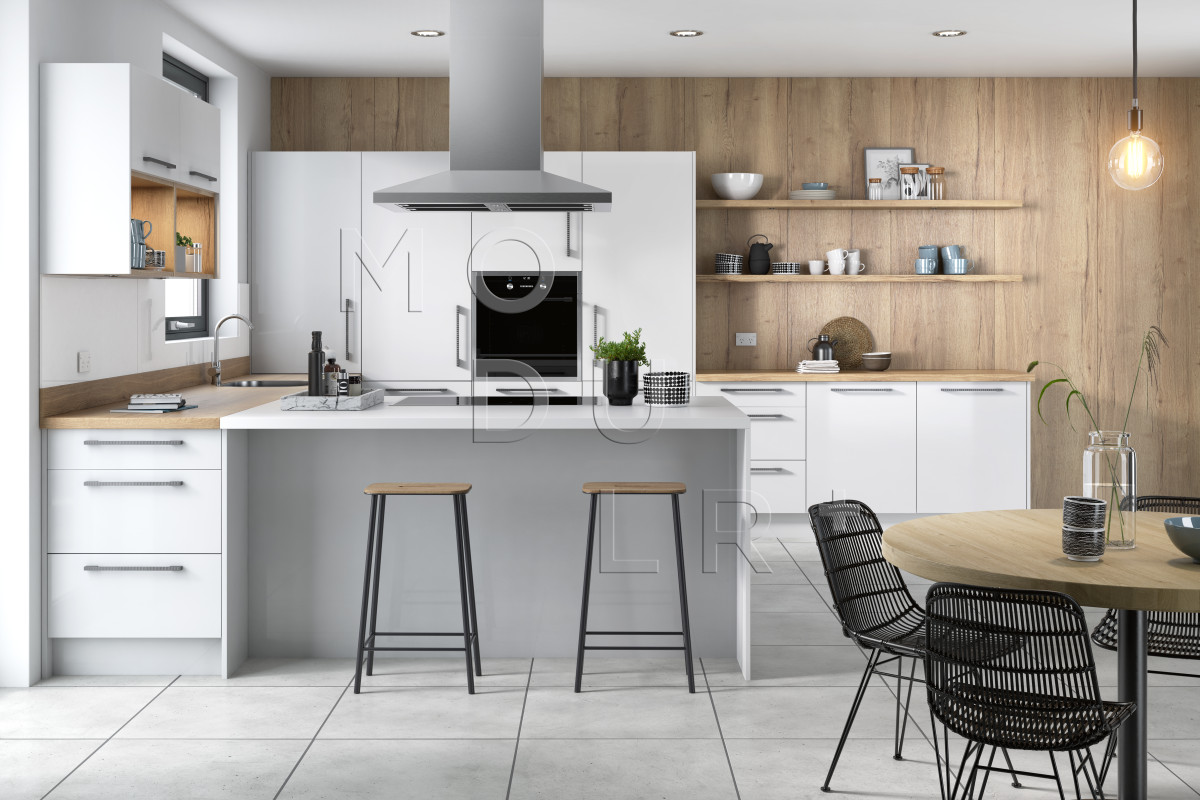 White Matt U-Shaped Kitchen | Modulr