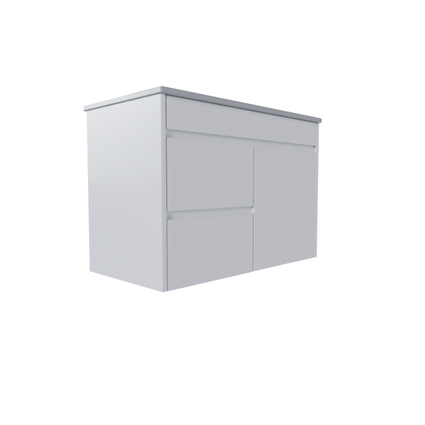 Sharknose 2 Door 2 Drawer Left-Hand Floating Midsize Vanity Unit | Modulr